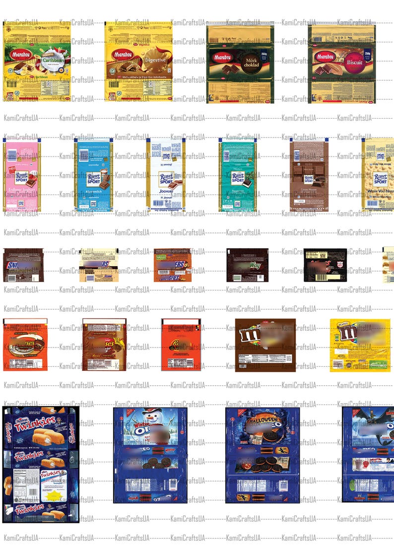 65 Printable Miniature Candy Bar Packagings for Miniature Dollhouse 1: ...