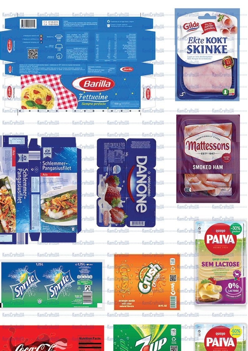 Printable Miniature Food Packaging for Miniature Dollhouse 1:6 Scale ...