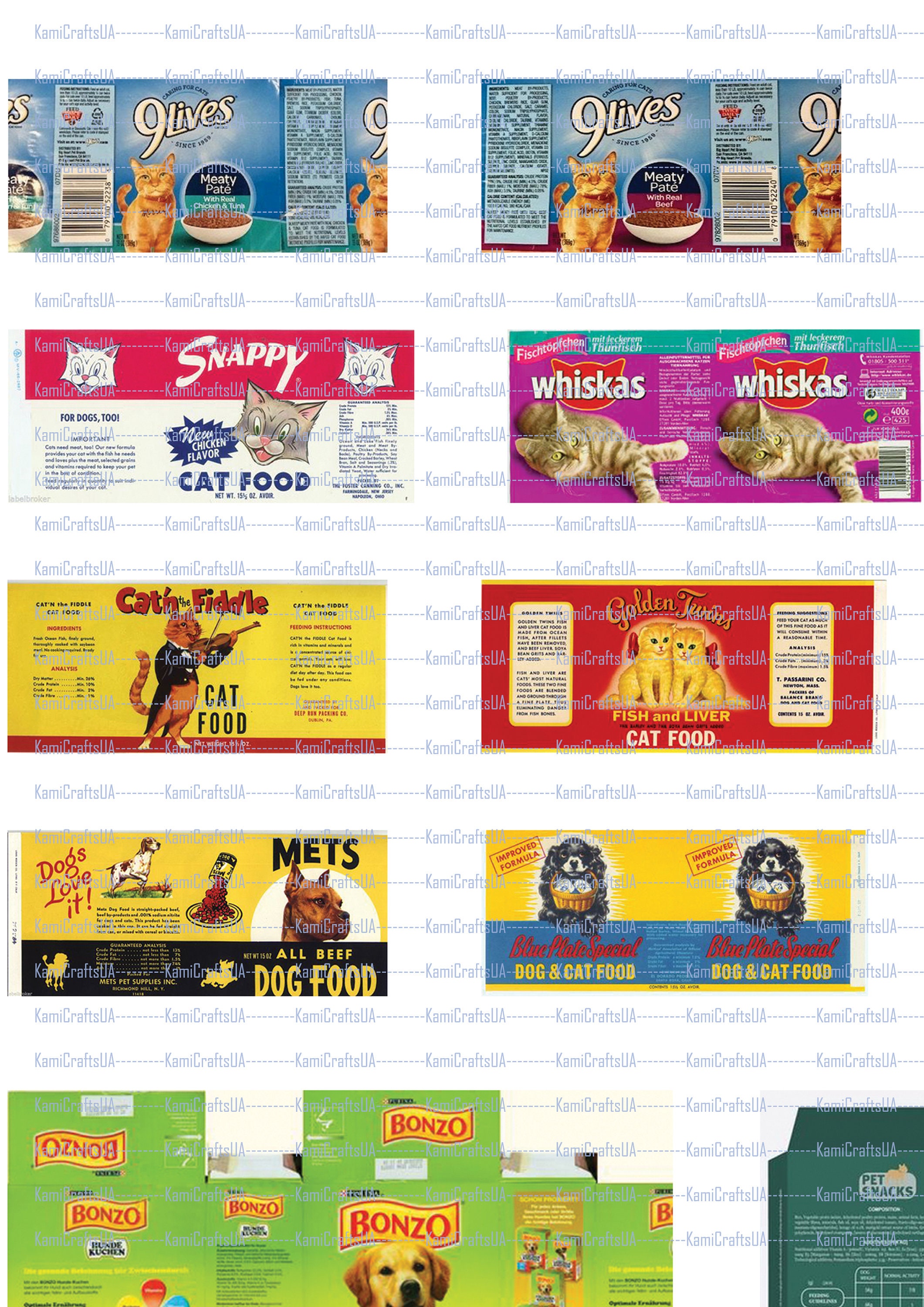 Printable Miniature Pet Food Packaging for Miniature Dollhouse 1:6 ...