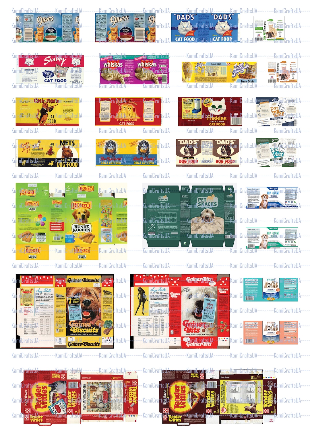 Envase imprimible de comida para mascotas en miniatura para casa de ...