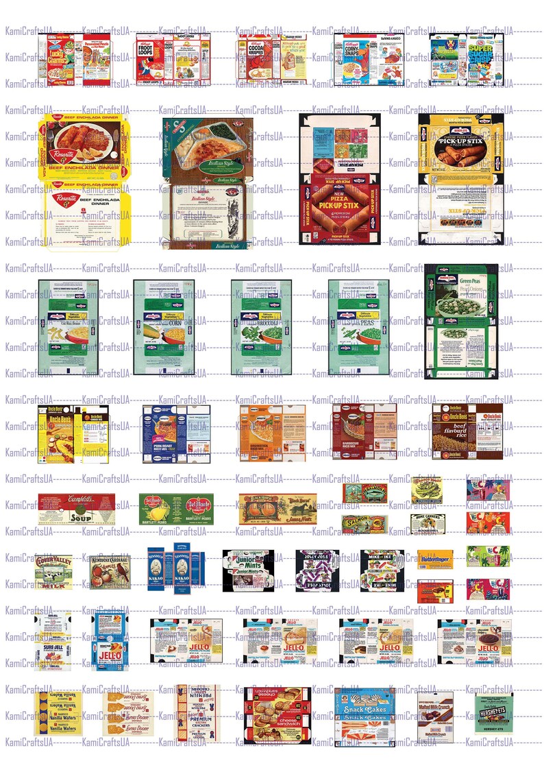 Printable Miniature Vintage Food Packaging 1950-1970 Years for ...