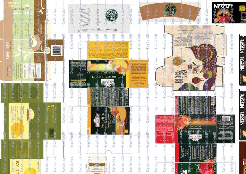 26 Printable Miniature Packaging Coffee, Tes, Cocoa Labels for ...