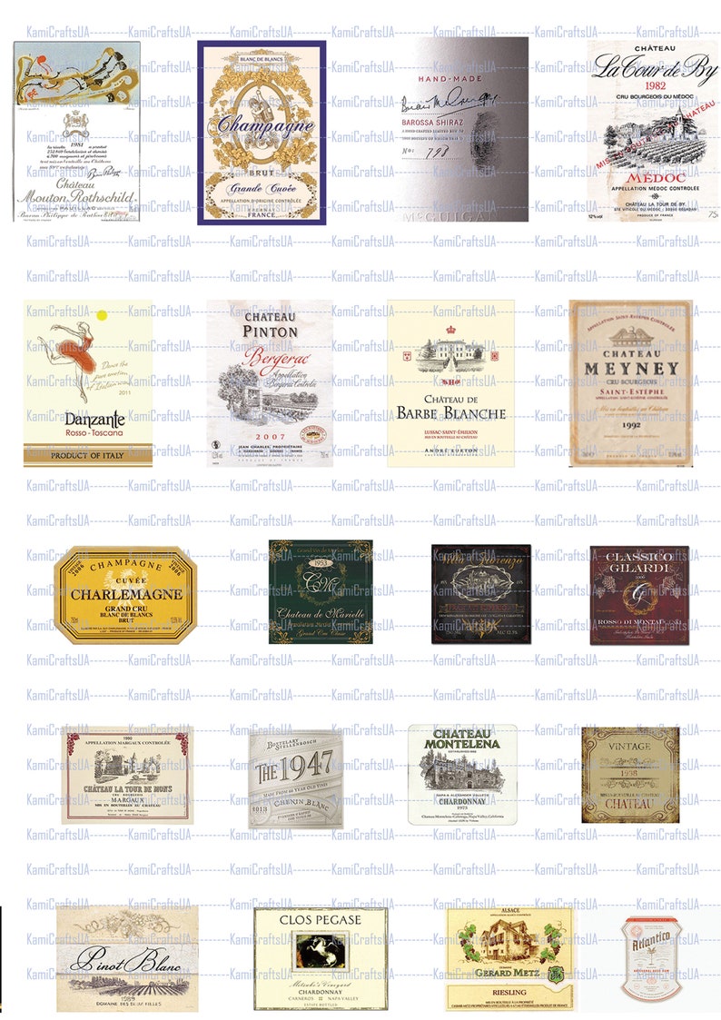 Printable Miniature Packaging Wine, Champagne, Beer Labels for ...