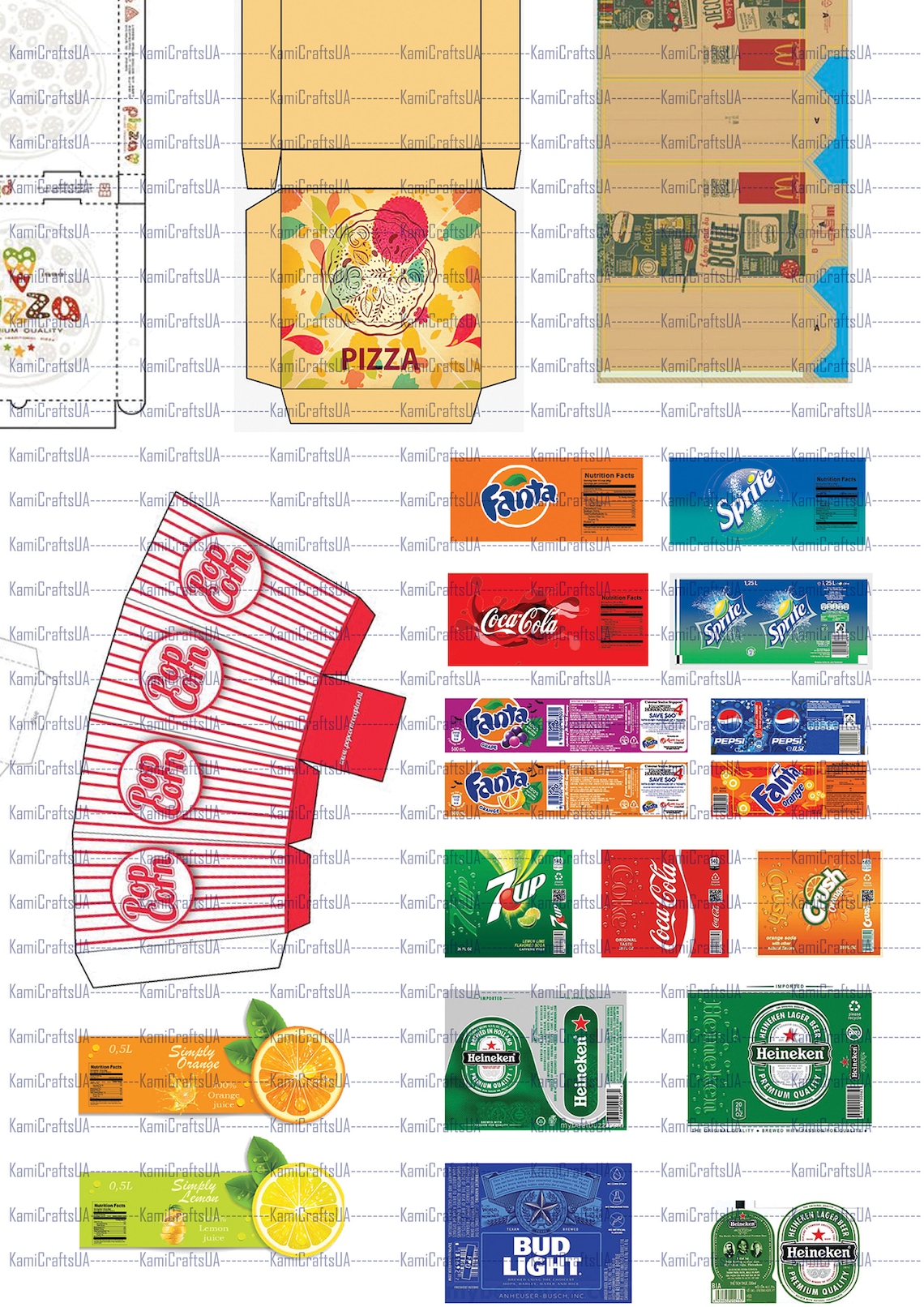 50 Printable Miniature Food Packaging for Miniature Dollhouse - Etsy UK