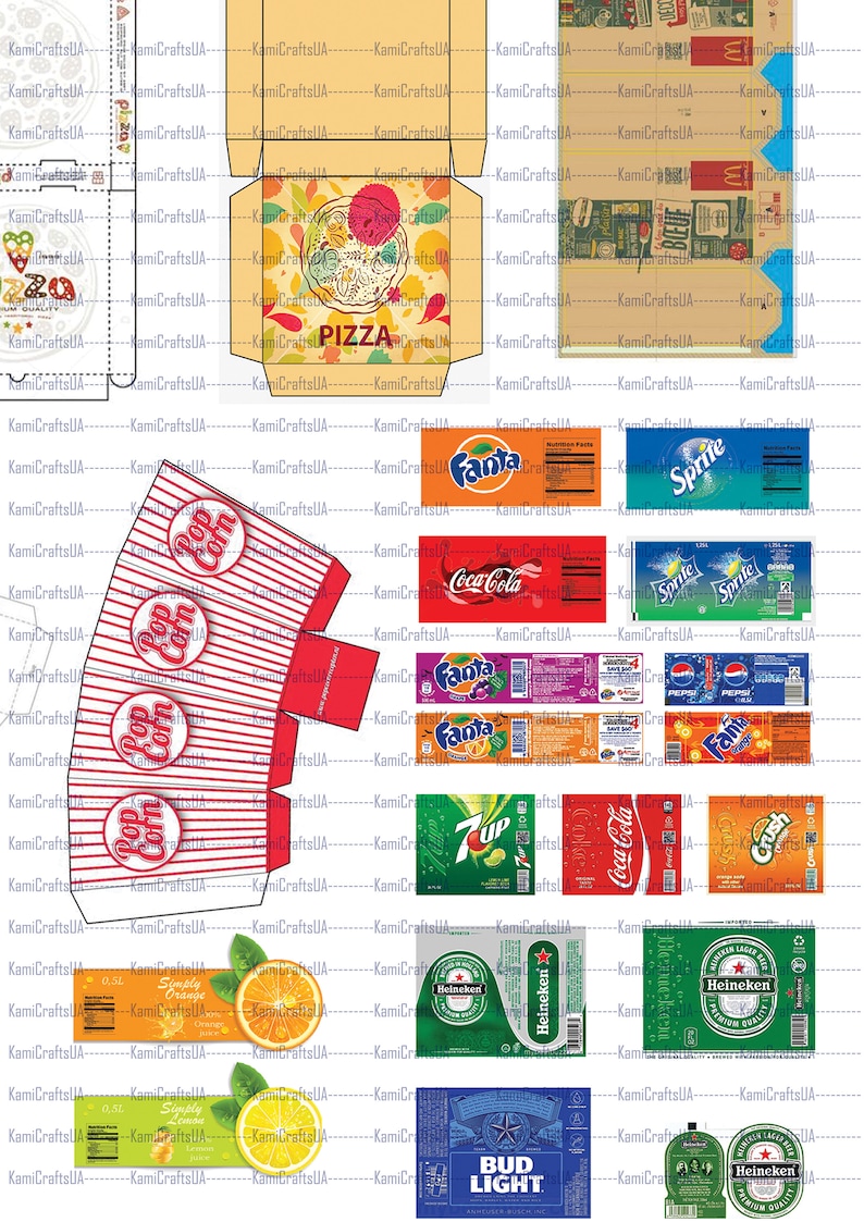 50 Printable Miniature Food Packaging for Miniature Dollhouse - Etsy