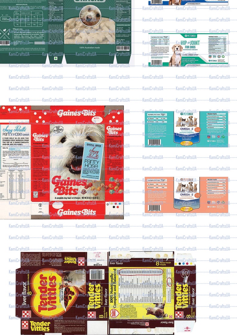 Printable Miniature Pet Food Packaging for Miniature Dollhouse 1:6 ...