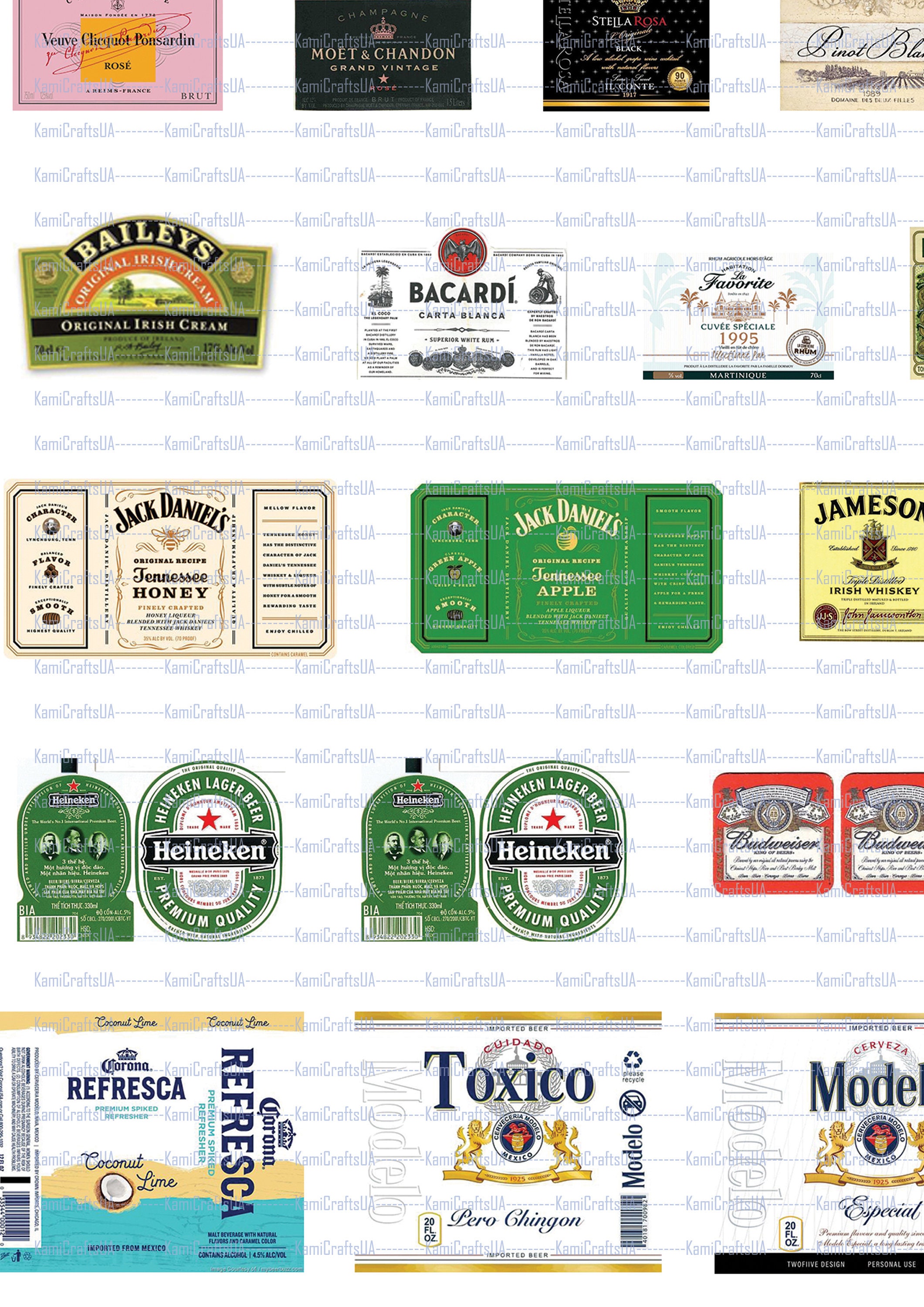 Printable Miniature Packaging Wine, Champagne, Beer Labels for ...