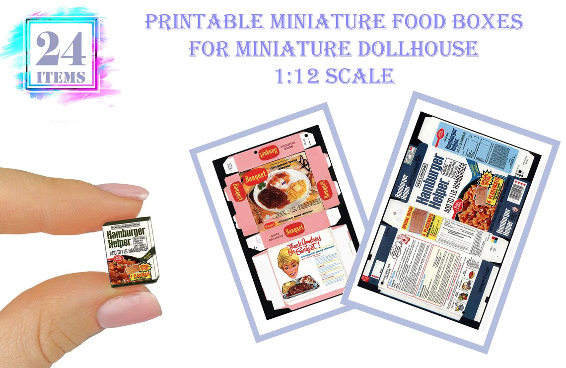 Printable Miniature Vintage Food Packaging for Miniature Dollhouse 1:12 ...