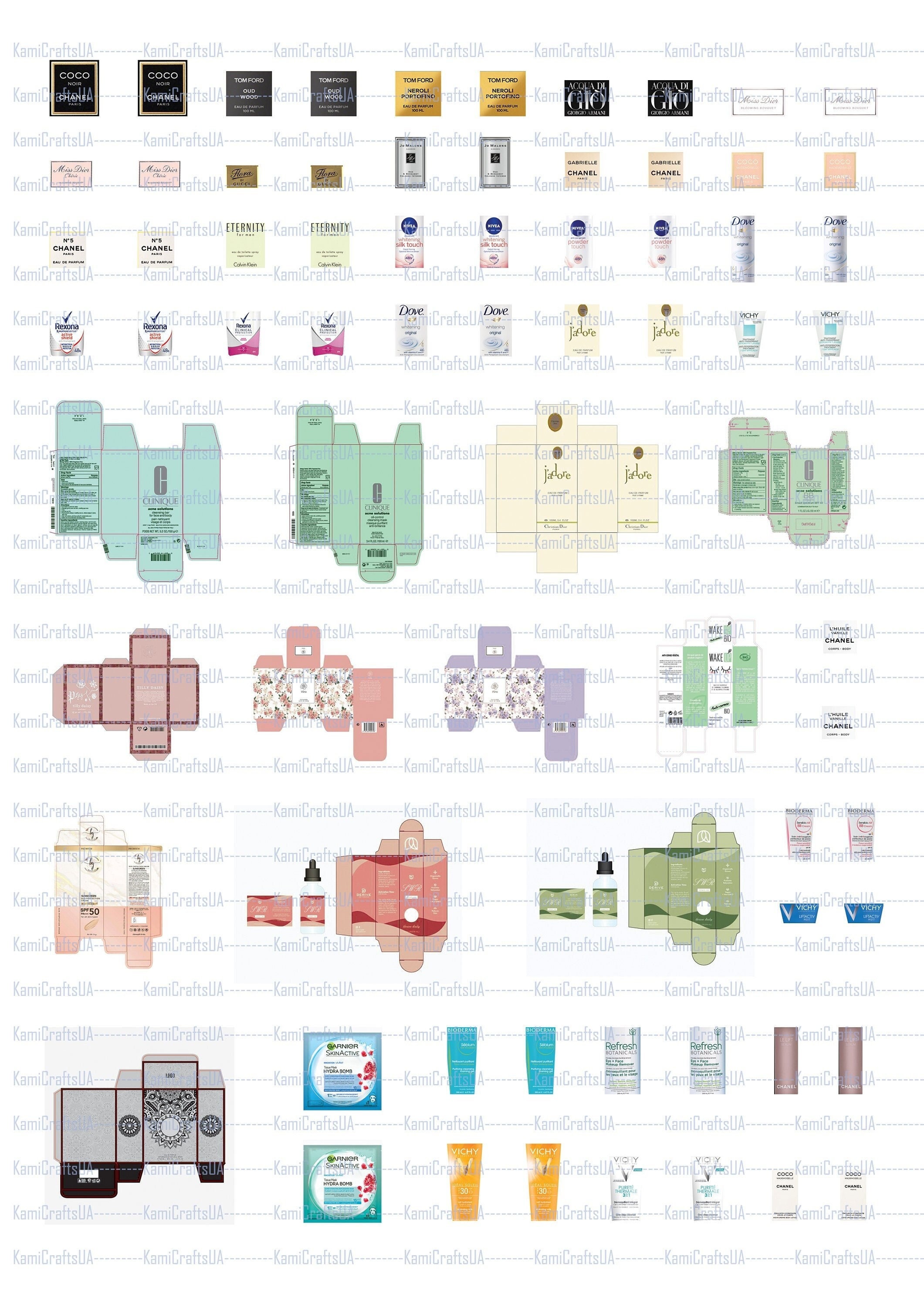 Printable Miniatures Miniature Cosmetics and Perfumes Packaging for ...