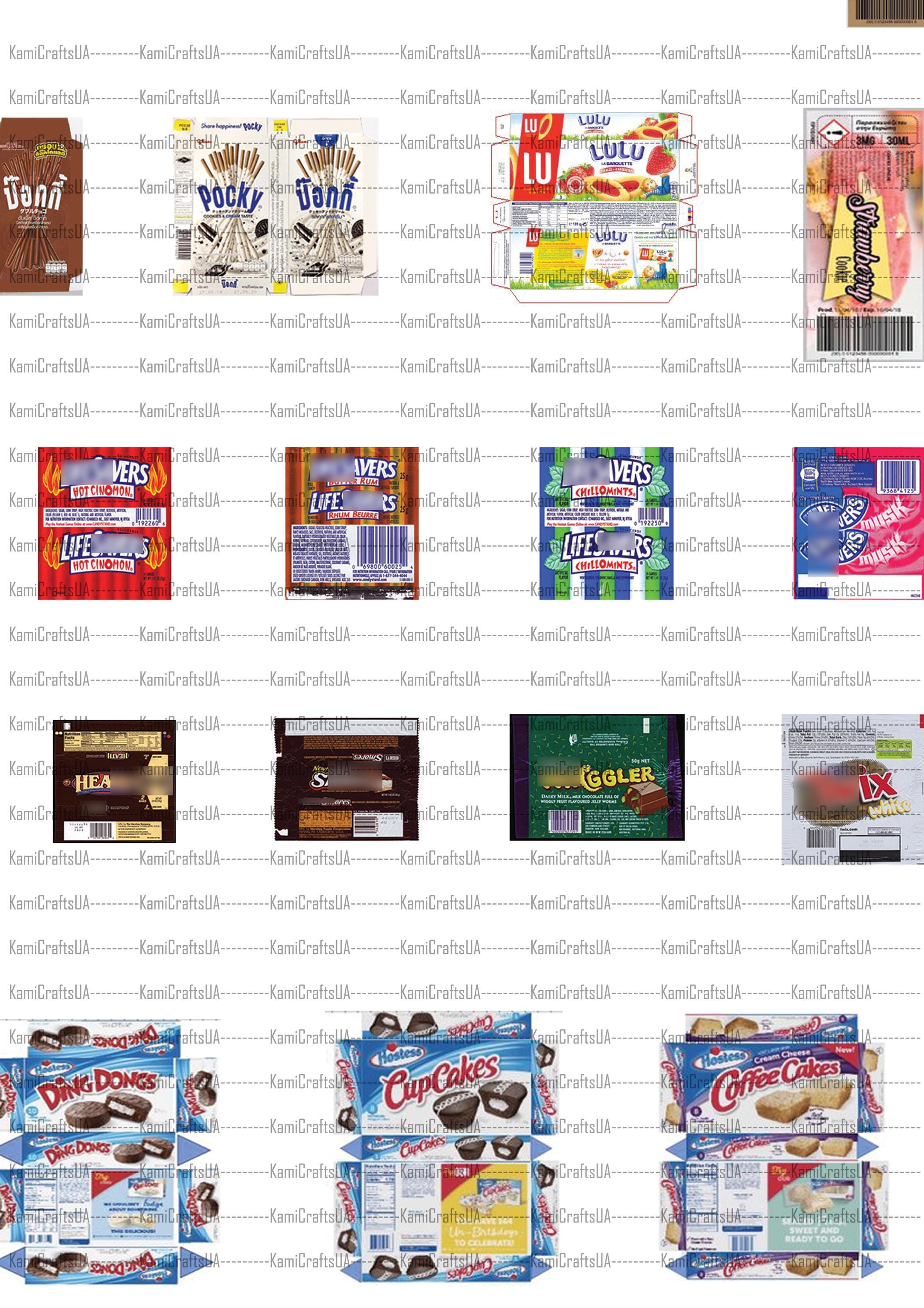 65 Printable Miniature Candy Bar Packagings for Miniature Dollhouse 1: ...
