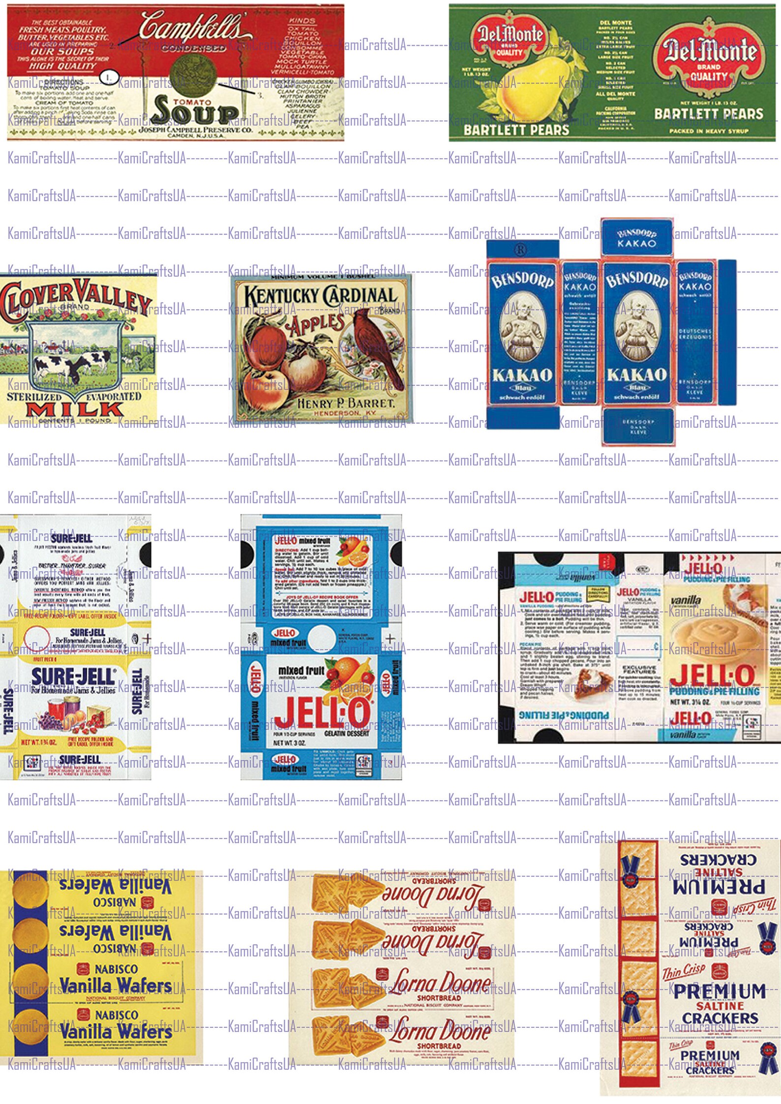 Printable Miniature Vintage Food Packaging 1950-1970 Years for ...