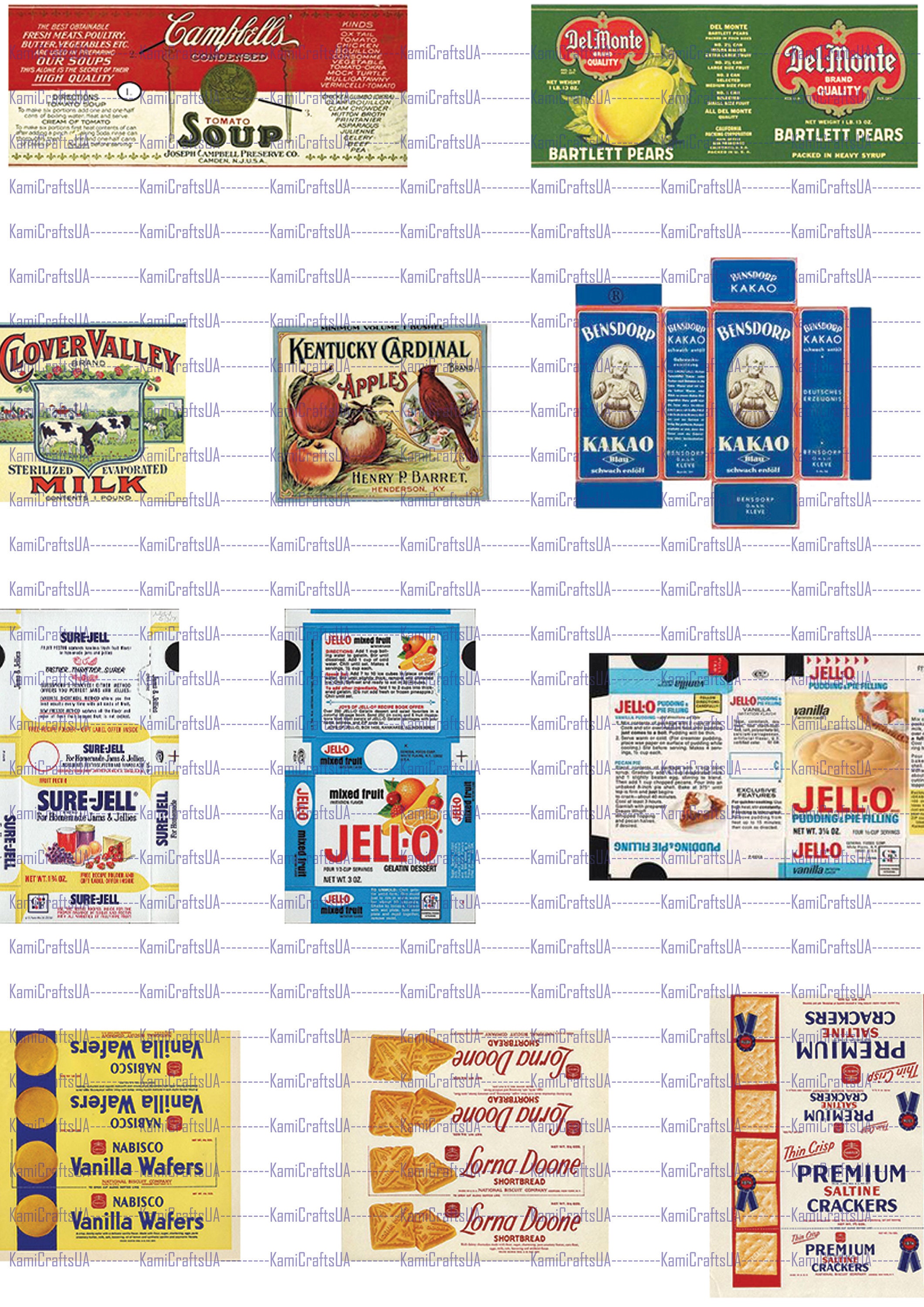 Printable Miniature Vintage Food Packaging 1950-1970 Years for ...