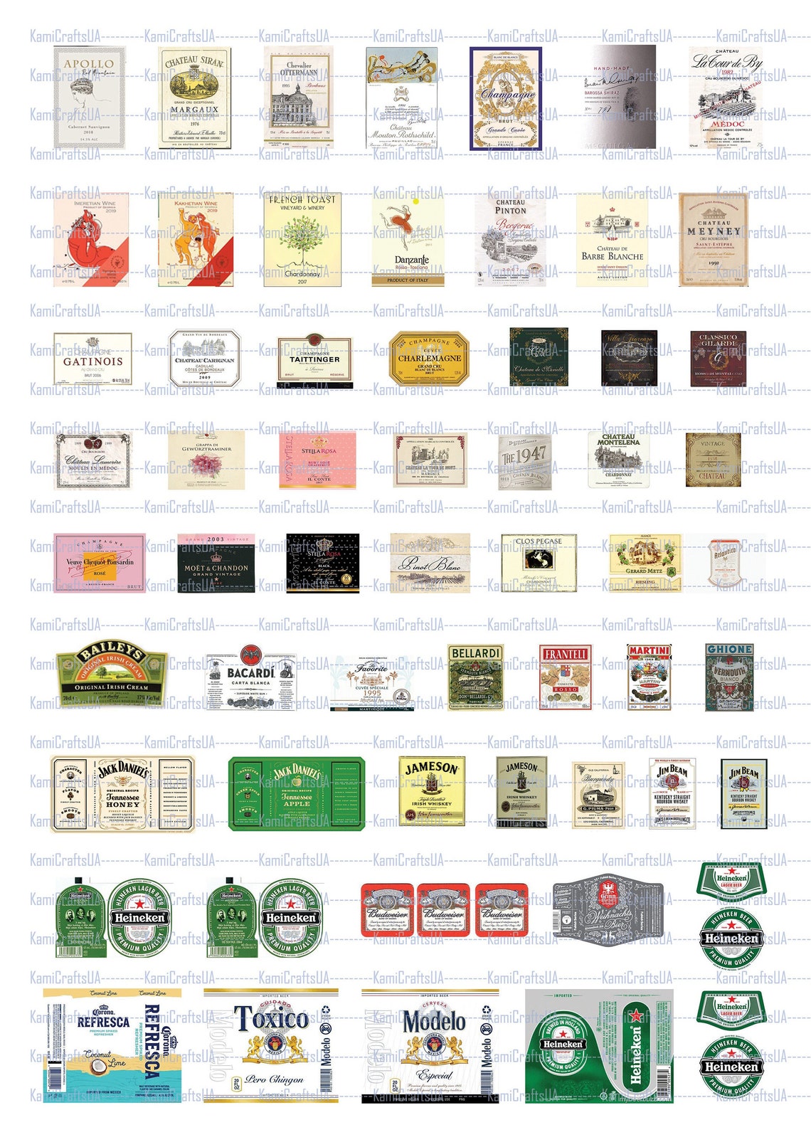 Printable Miniature Packaging Wine, Champagne, Beer Labels for ...