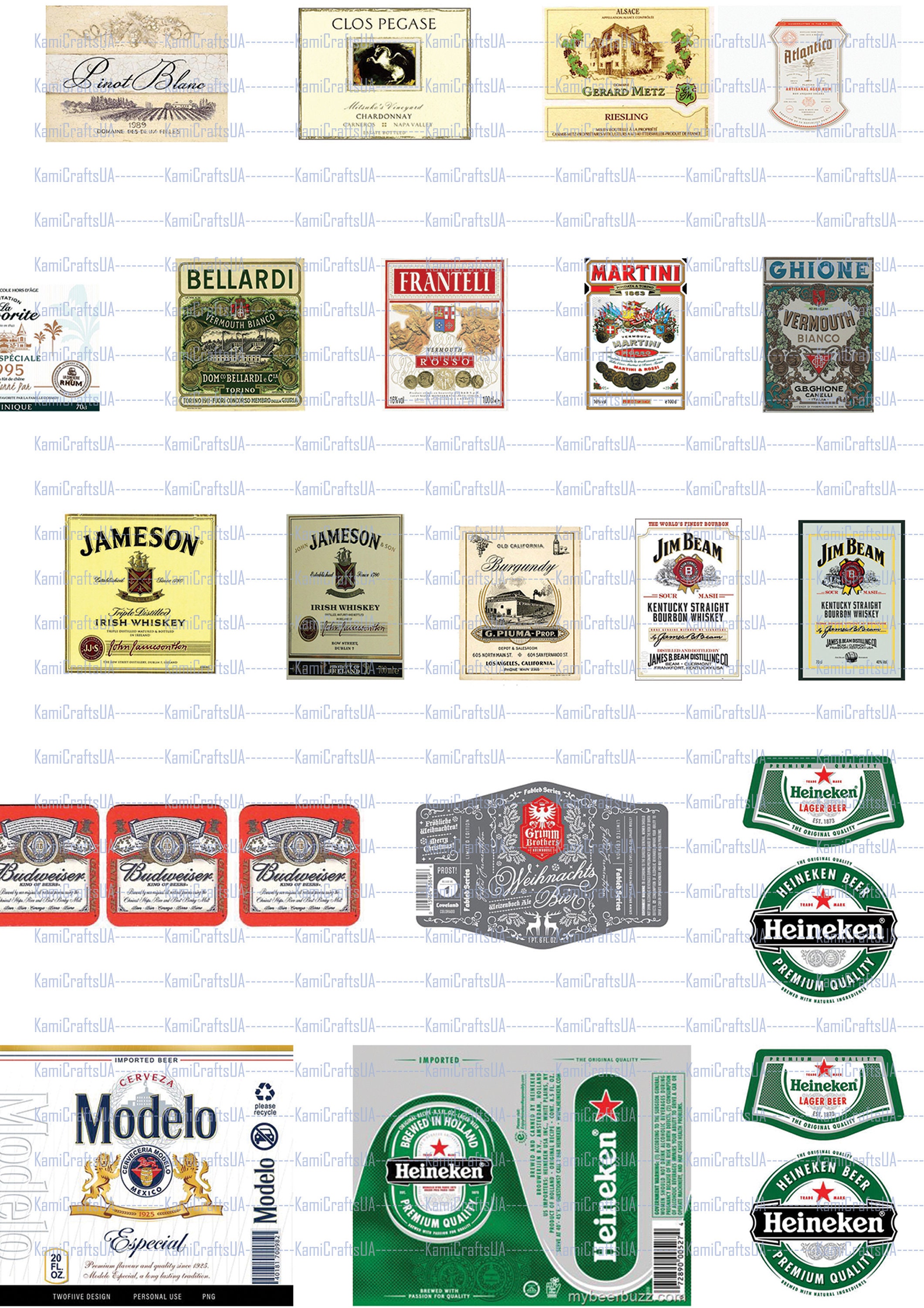 Printable Miniature Packaging Wine, Champagne, Beer Labels for ...