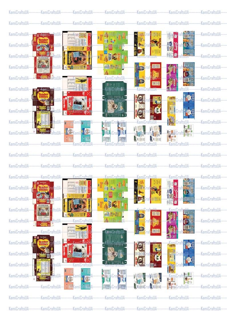 Printable Miniature Pet Food Packaging for Miniature Dollhouse 1:12 ...