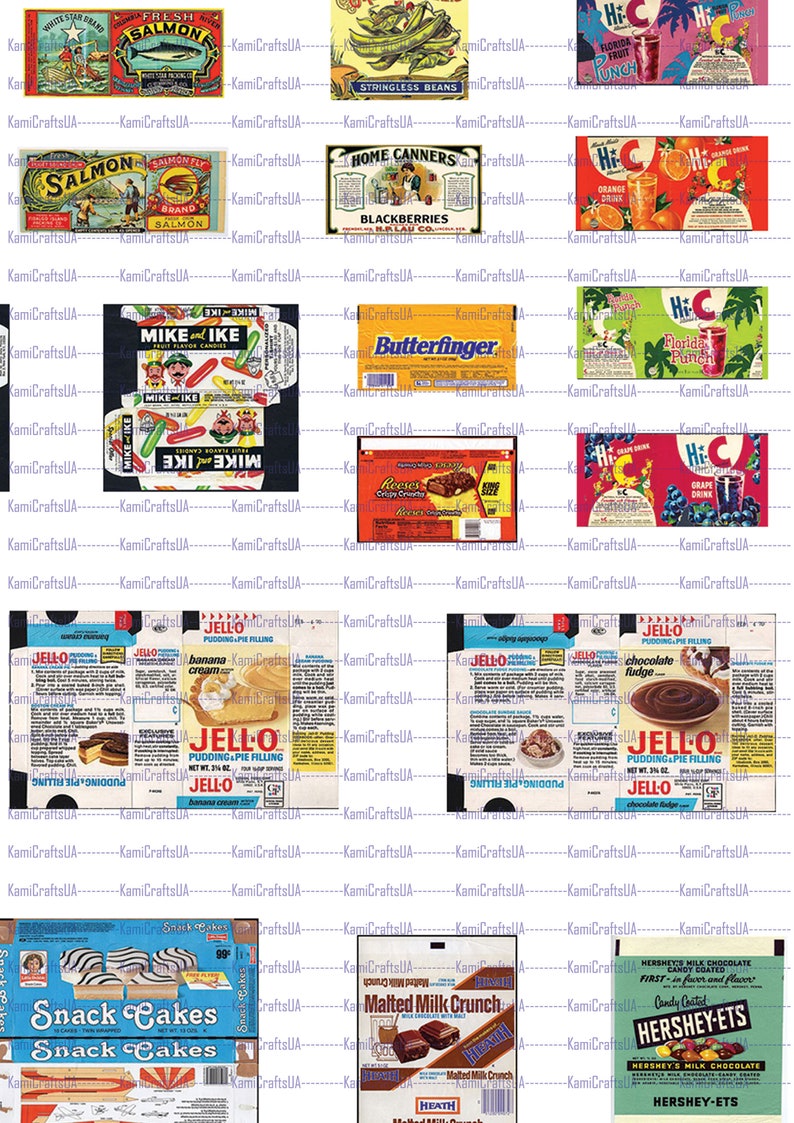 50 Printable Miniature Vintage Food Packaging 1950-1970 Years for ...