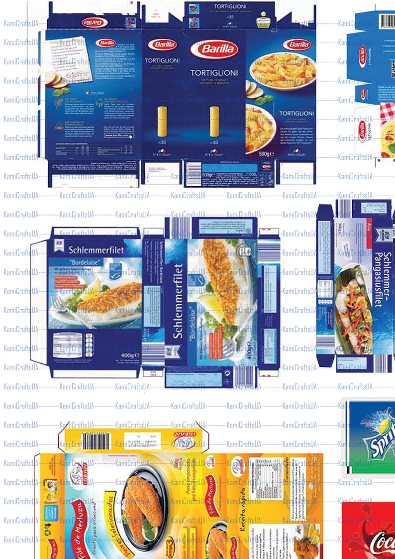 Printable Miniature Food Packaging for Miniature Dollhouse 1:6 Scale ...