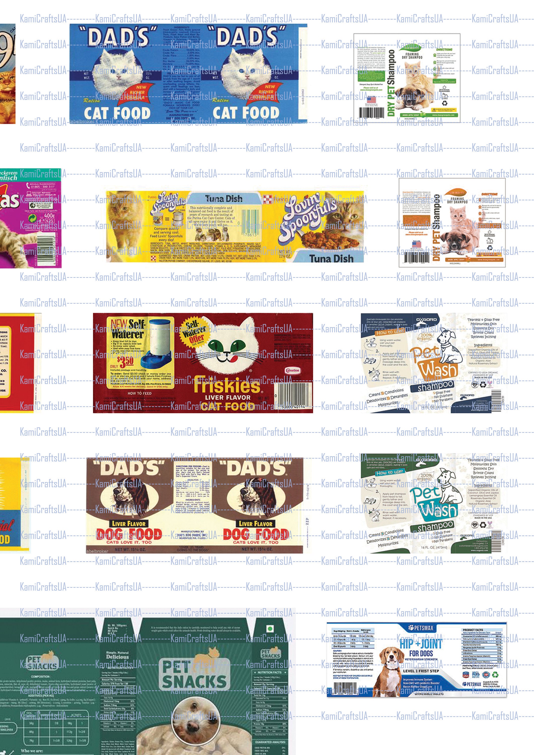 Printable Miniature Pet Food Packaging for Miniature Dollhouse 1:6 ...