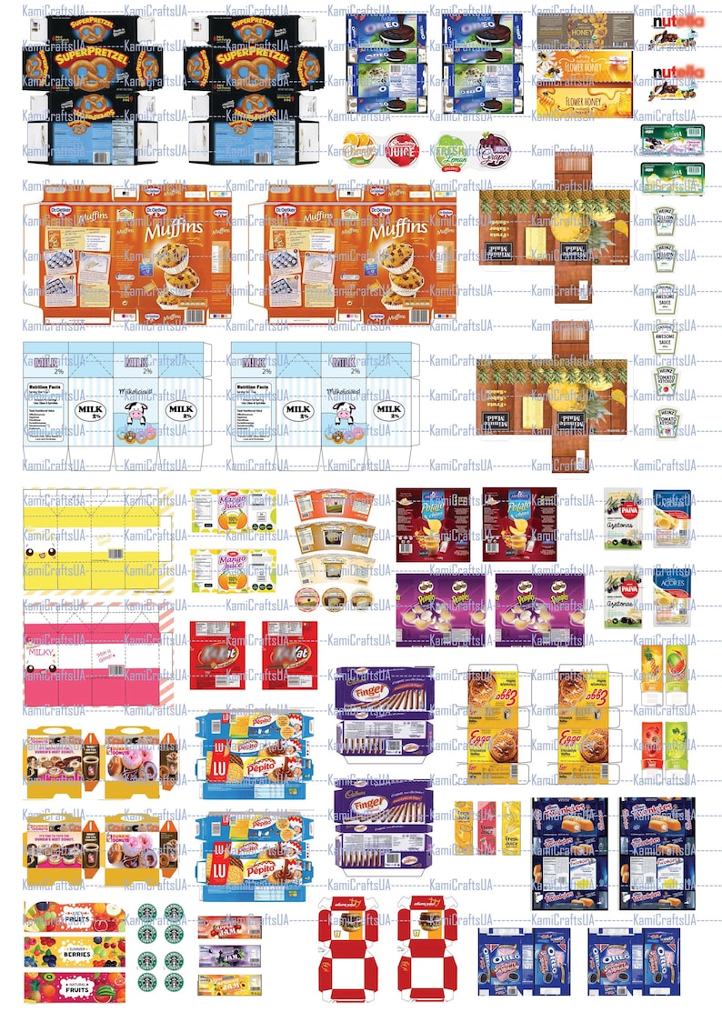 Printable Miniature Food Packaging for Miniature Dollhouse 1/12 Scale ...