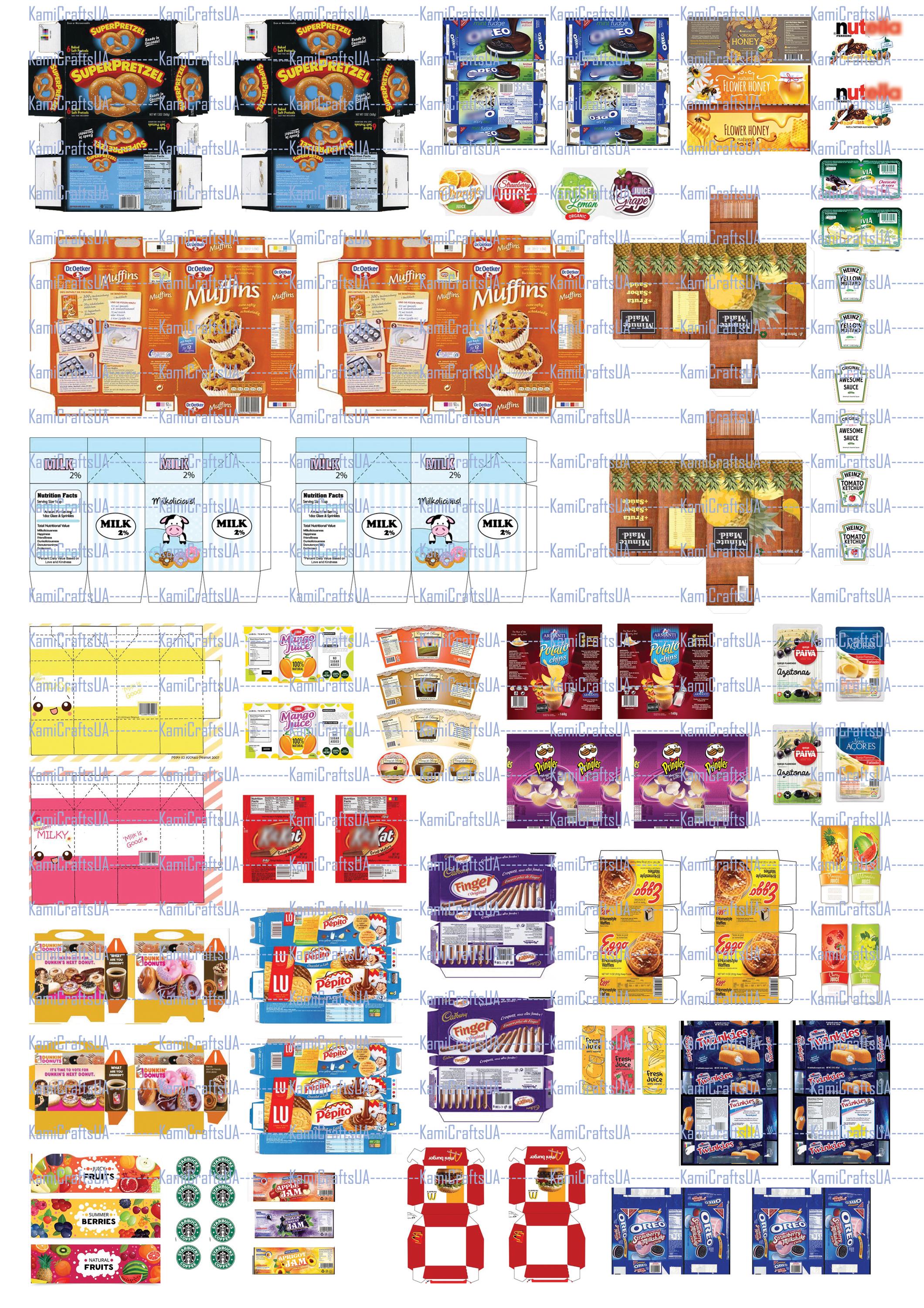 Printable Miniature Food Packaging for Miniature Dollhouse 1/12 Scale ...
