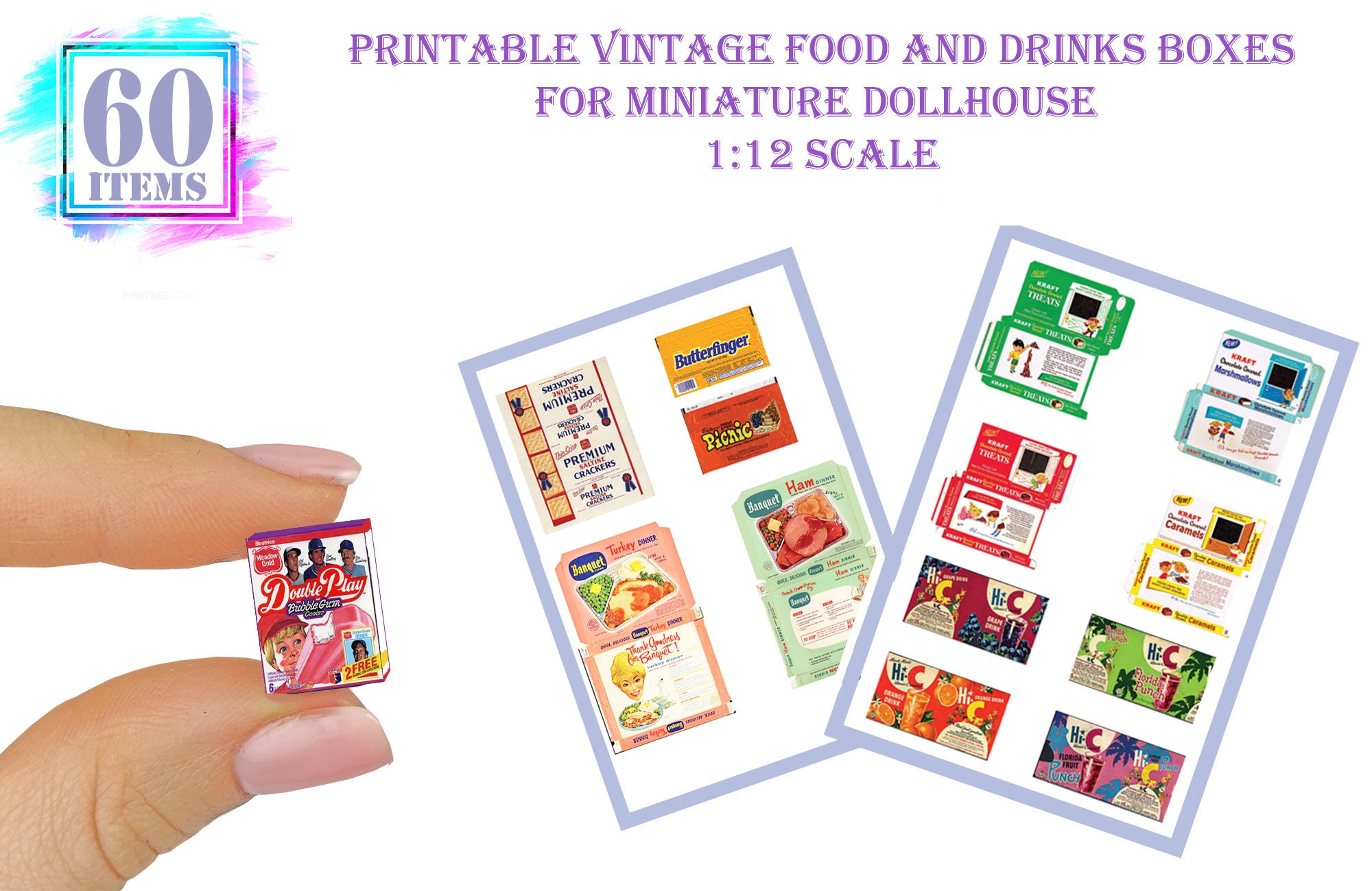 Miniature Food Packaging for Vintage Miniature Dollhouse 1:12 Scale ...
