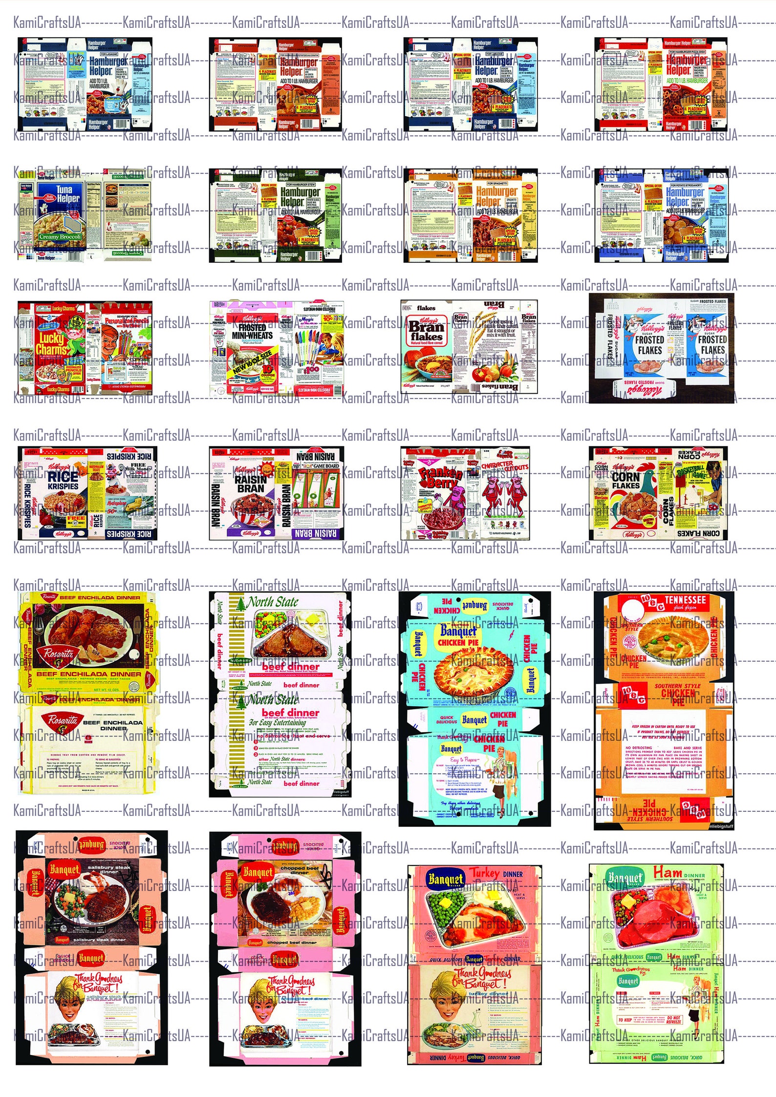 Printable Miniature Vintage Food Packaging for Miniature Dollhouse 1:12 ...