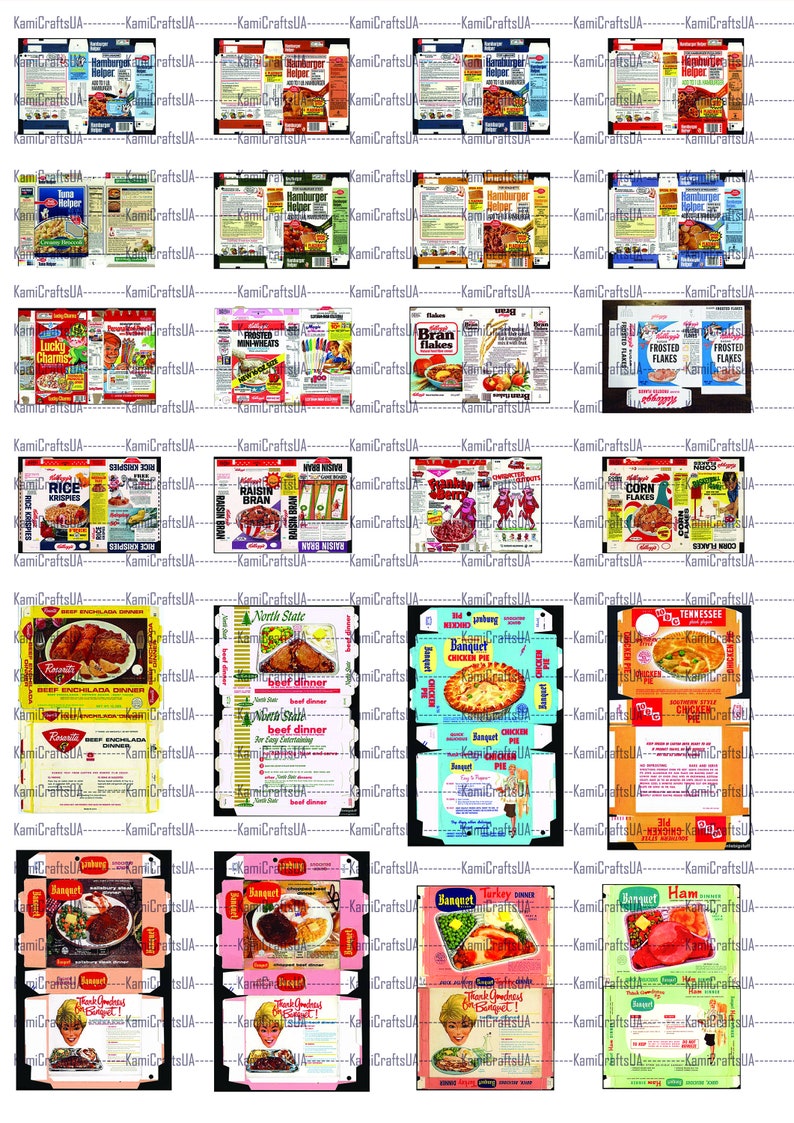Printable Miniature Vintage Food Packaging for Miniature Dollhouse 1:12 ...