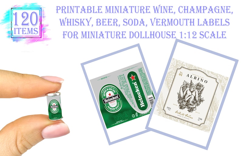 Printable Miniature Packaging Wine, Champagne, Beer Labels for ...