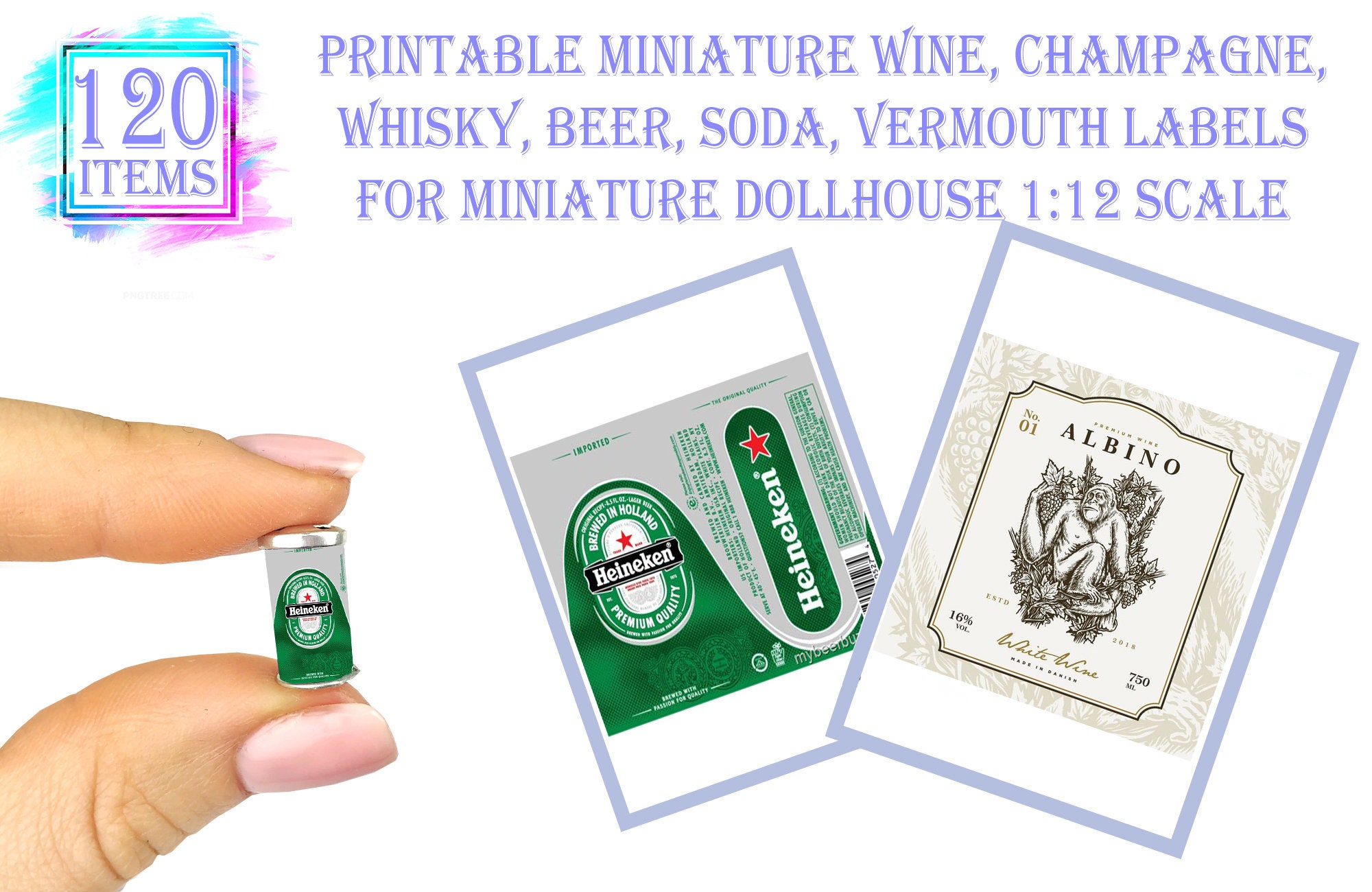 Printable Miniature Packaging Wine, Champagne, Beer Labels for ...