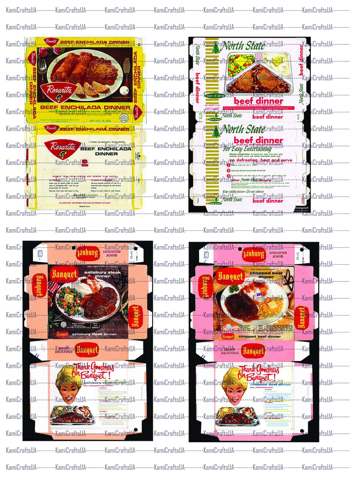 Printable Miniature Vintage Food Packaging for Miniature Dollhouse 1:12 ...