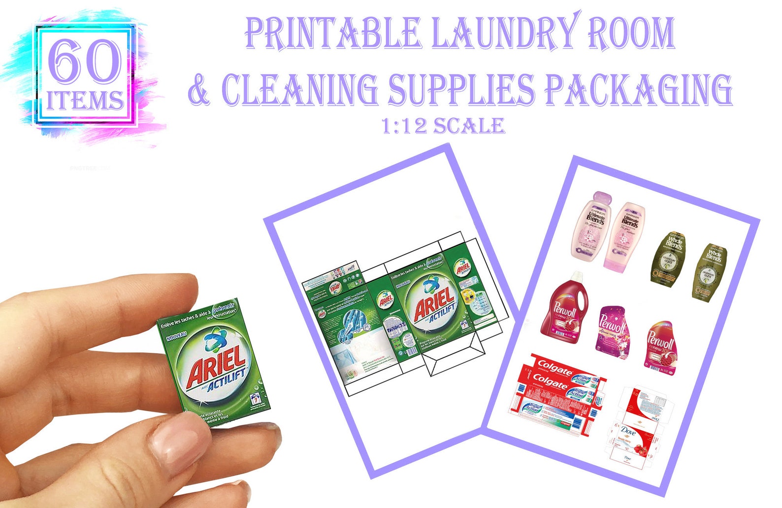 Printable Miniature Cleaning Supplies for Miniature Laundry Room 1:12 ...