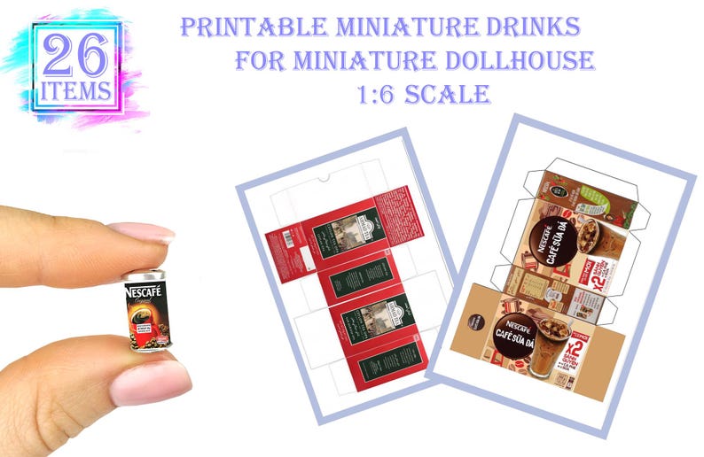 26 Printable Miniature Packaging Coffee, Tes, Cocoa Labels for ...