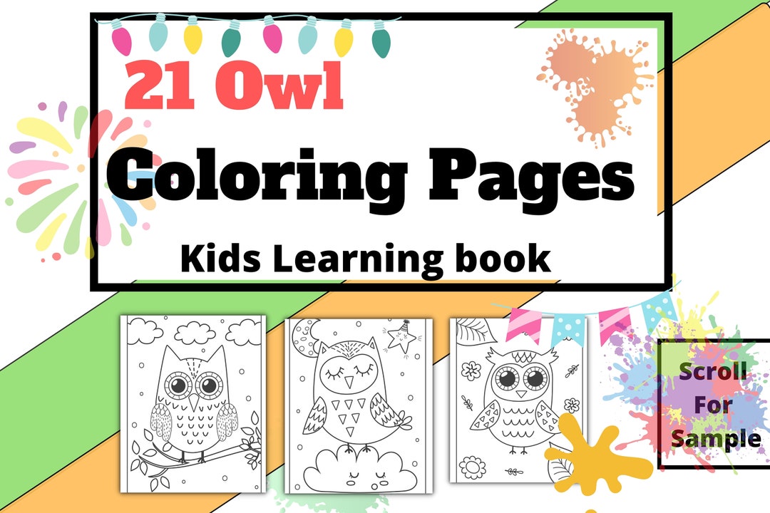 Owl Coloring Pages/books for Kids to Learn Coloring 21 Pages - Etsy
