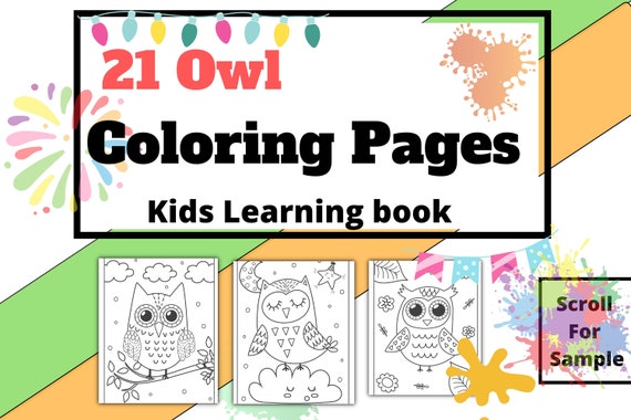 Owl Coloring Pages/books for Kids to Learn Coloring 21 Pages - Etsy