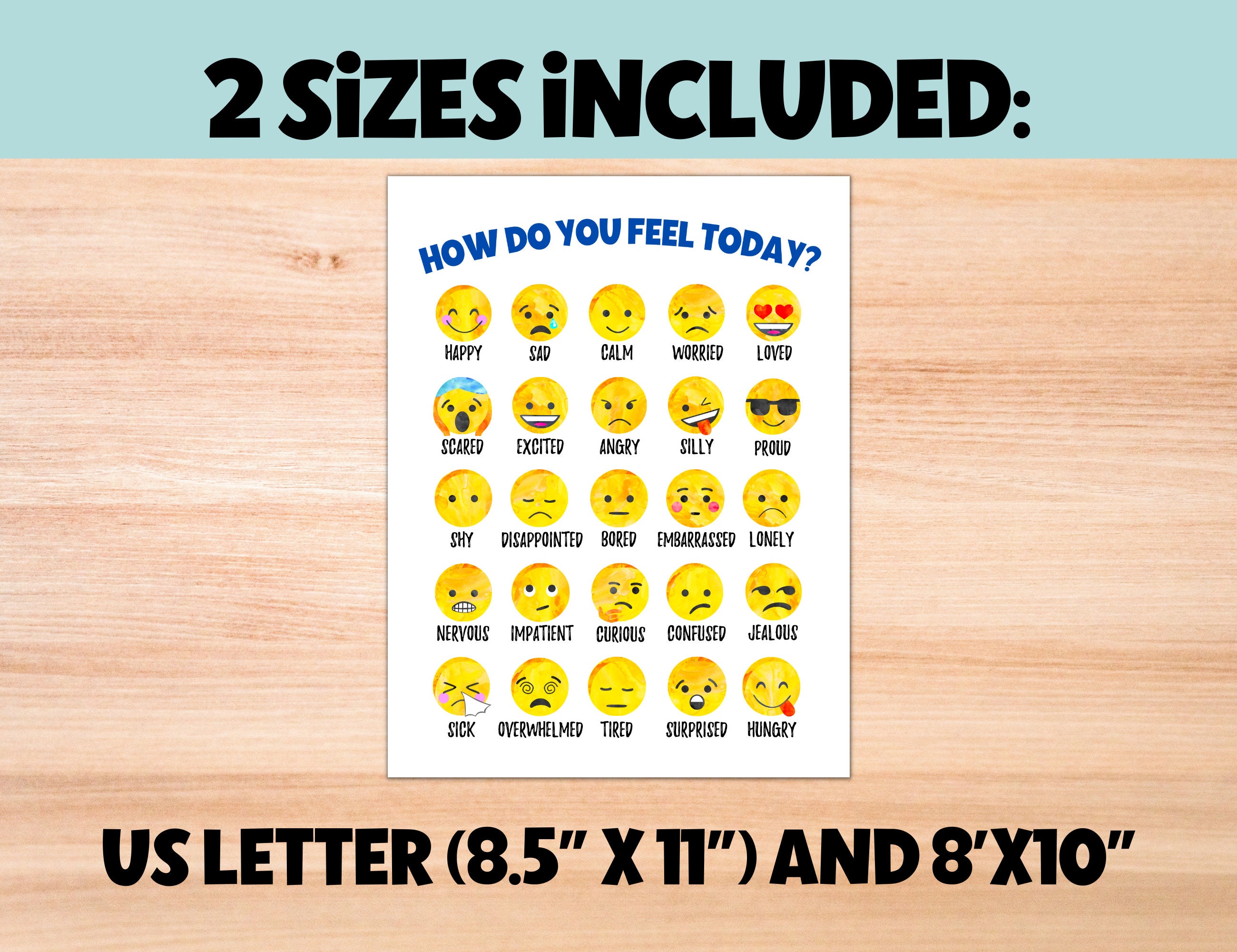 Emotions Feelings Poster for Kids and Teens Feelings Chart Emotional ...