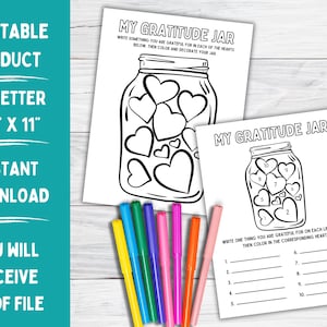 Gratitude Jar Worksheet Printable, Thankful Activities for Kids ...