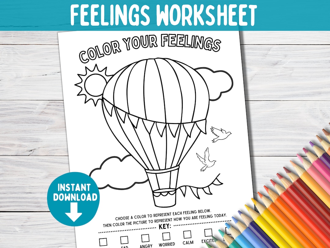 Feelings Coloring Page for Kids | Emotions Check-in Therapy Worksheet ...
