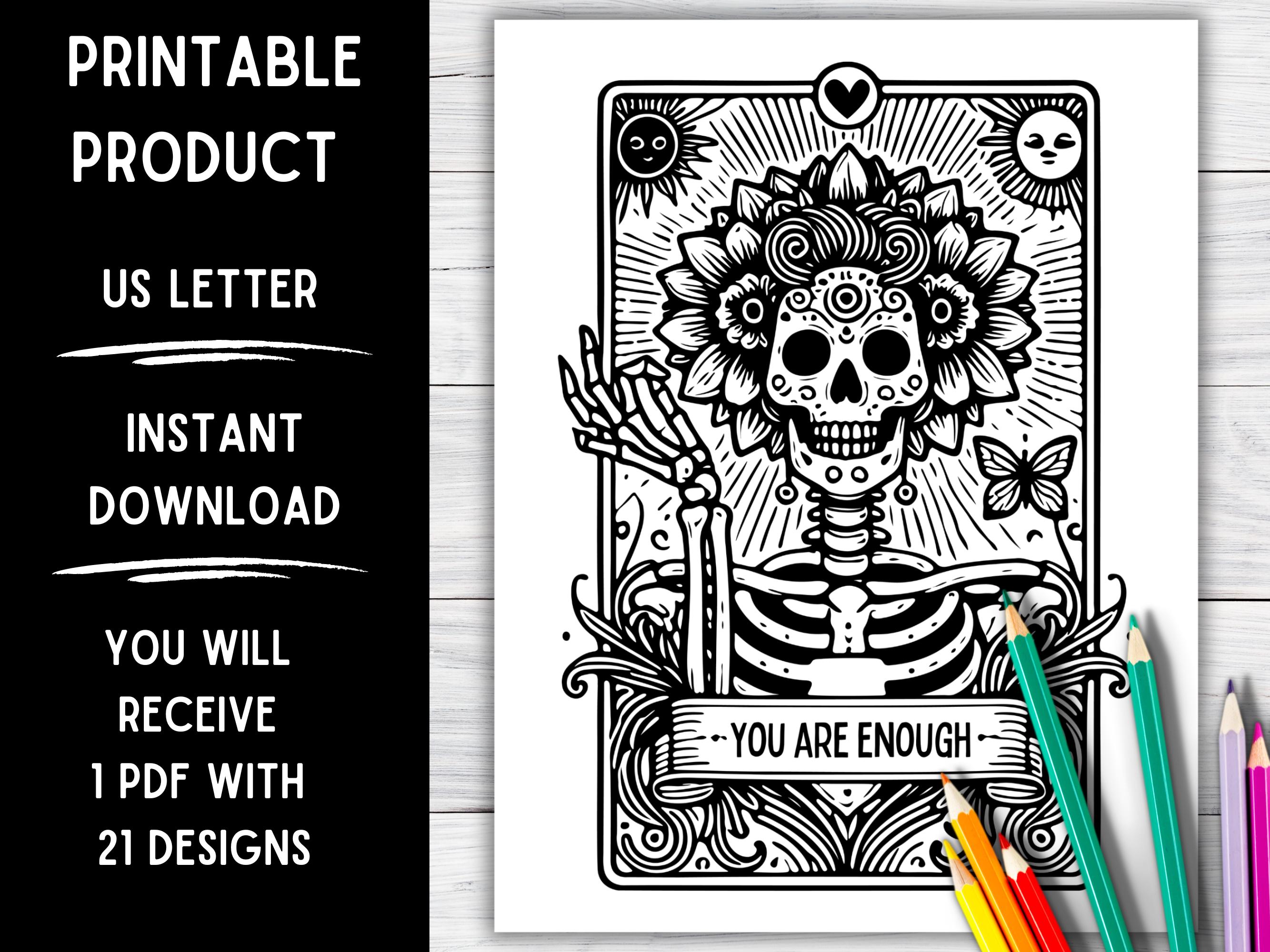 Affirmation Coloring Pages BUNDLE for Teens and Adults, Tarot Card ...