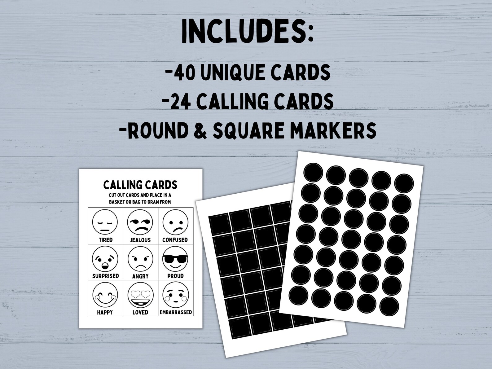 Emotions Feelings BINGO Game for Kids and Teens | Printable Emoji Bingo ...