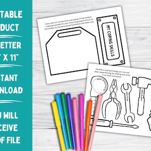 Coping Skills Toolbox Worksheet for Kids, Art Play Therapy Coloring ...