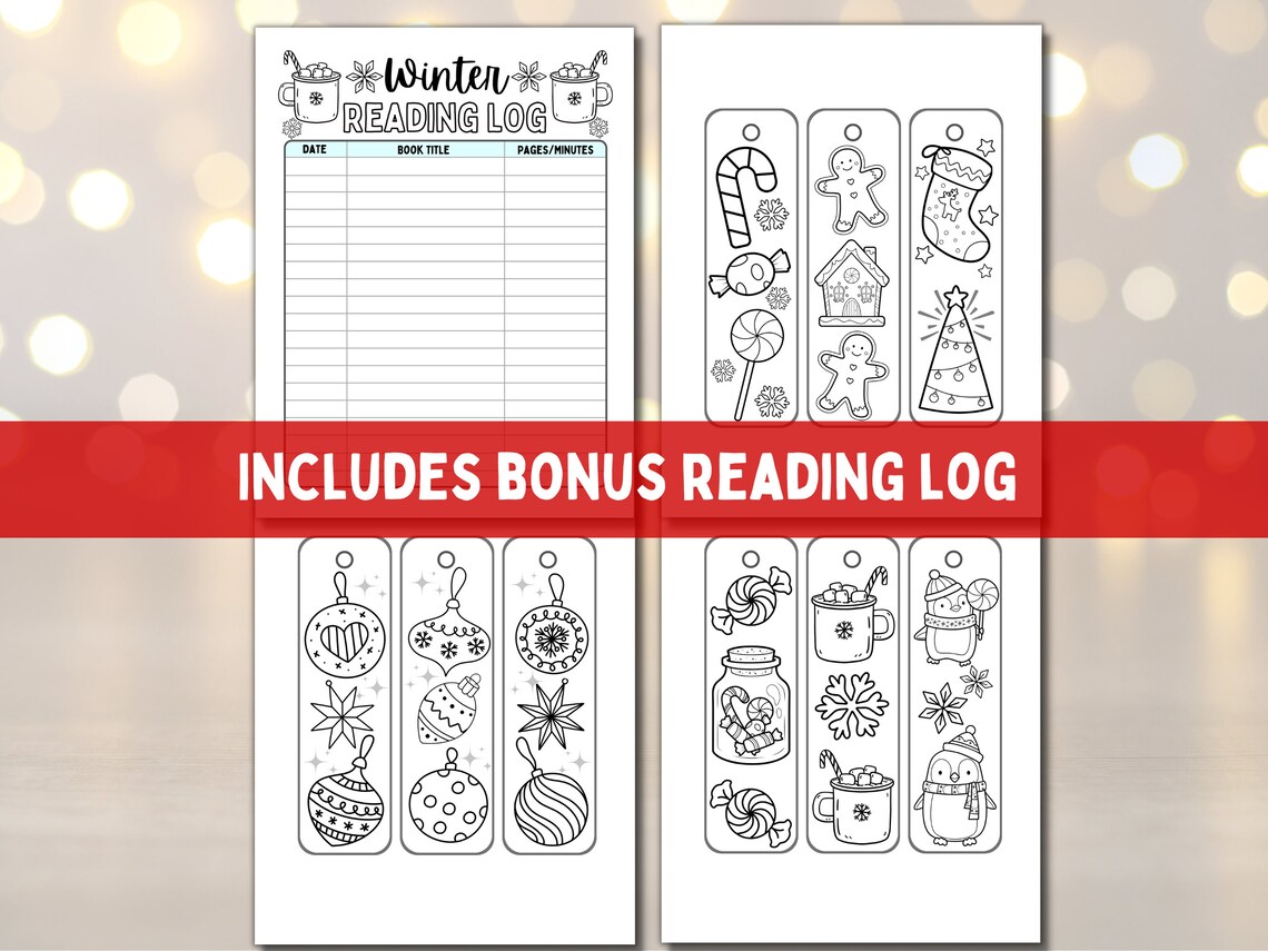 Christmas Coloring Bookmarks Printable | Holiday Coloring Page for Kids ...
