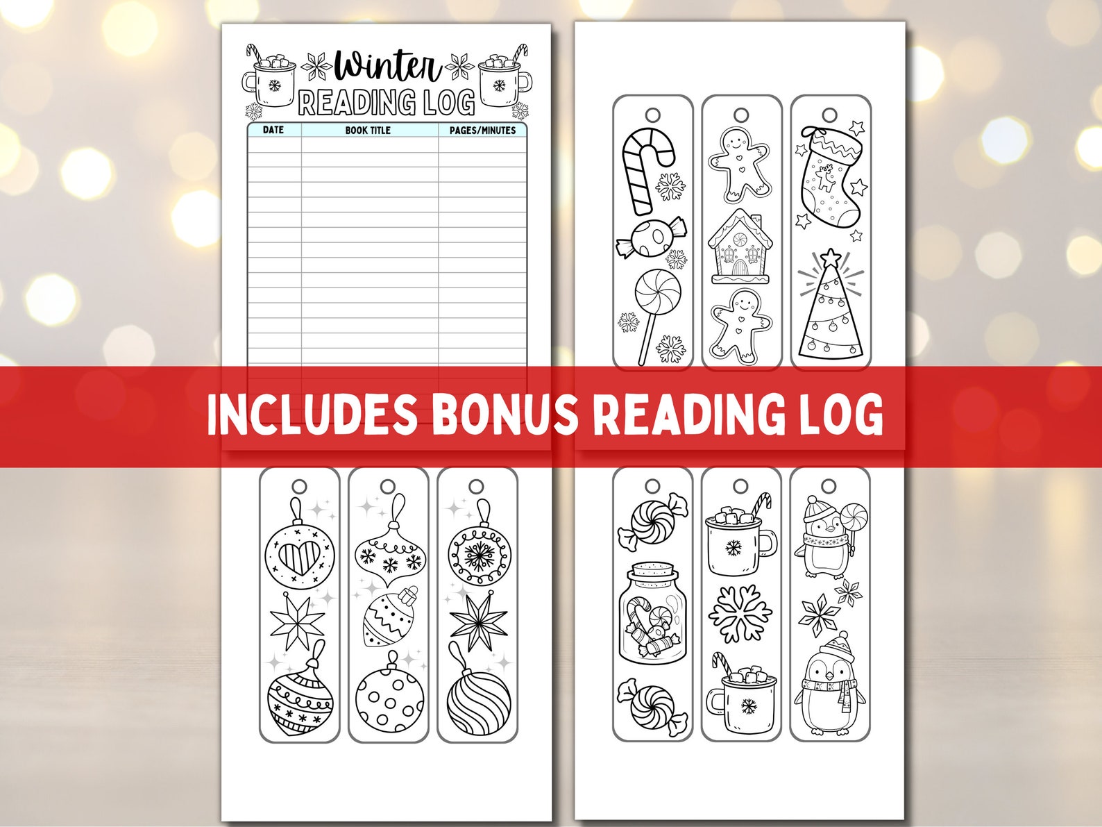 Christmas Coloring Bookmarks Printable Holiday Coloring Page for Kids ...