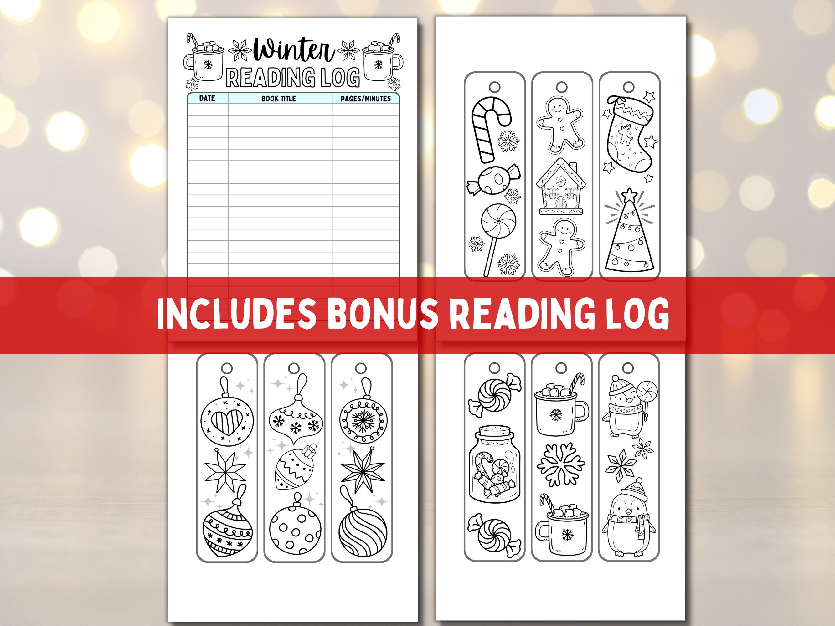 Christmas Coloring Bookmarks Printable | Holiday Coloring Page for Kids ...