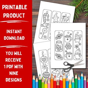 Christmas Coloring Bookmarks Printable | Holiday Coloring Page for Kids ...
