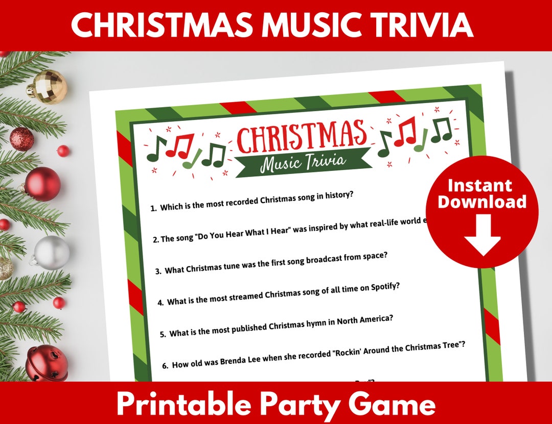 Christmas Songs Music Carols Trivia Game With Answer Key | Printable ...