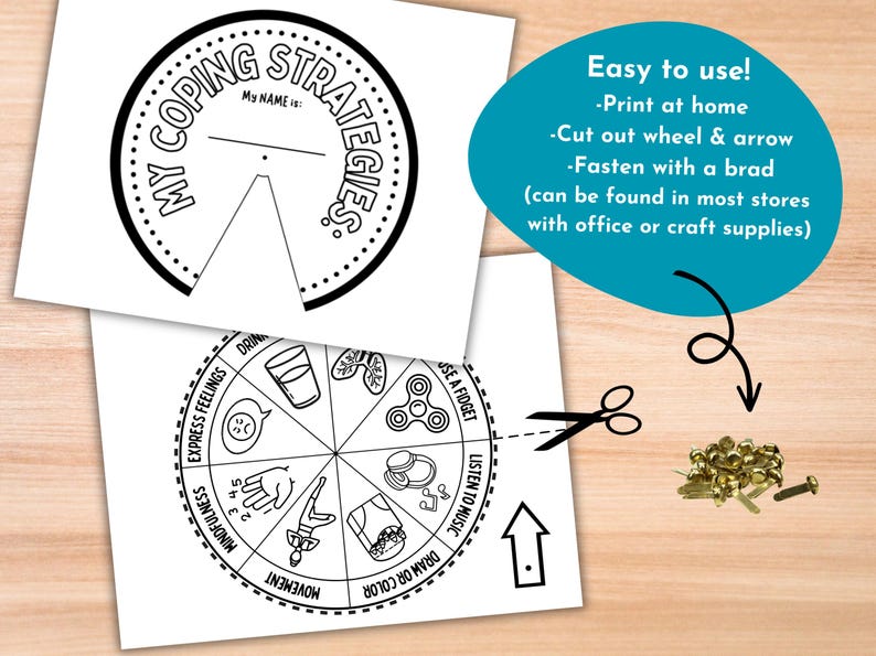 Coping Skills Wheel Coloring Craft for Kids | Emotion Regulation ...
