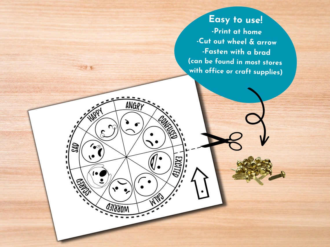 Feelings Wheel Coloring Craft for Kids | Wheel of Emotions Chart ...