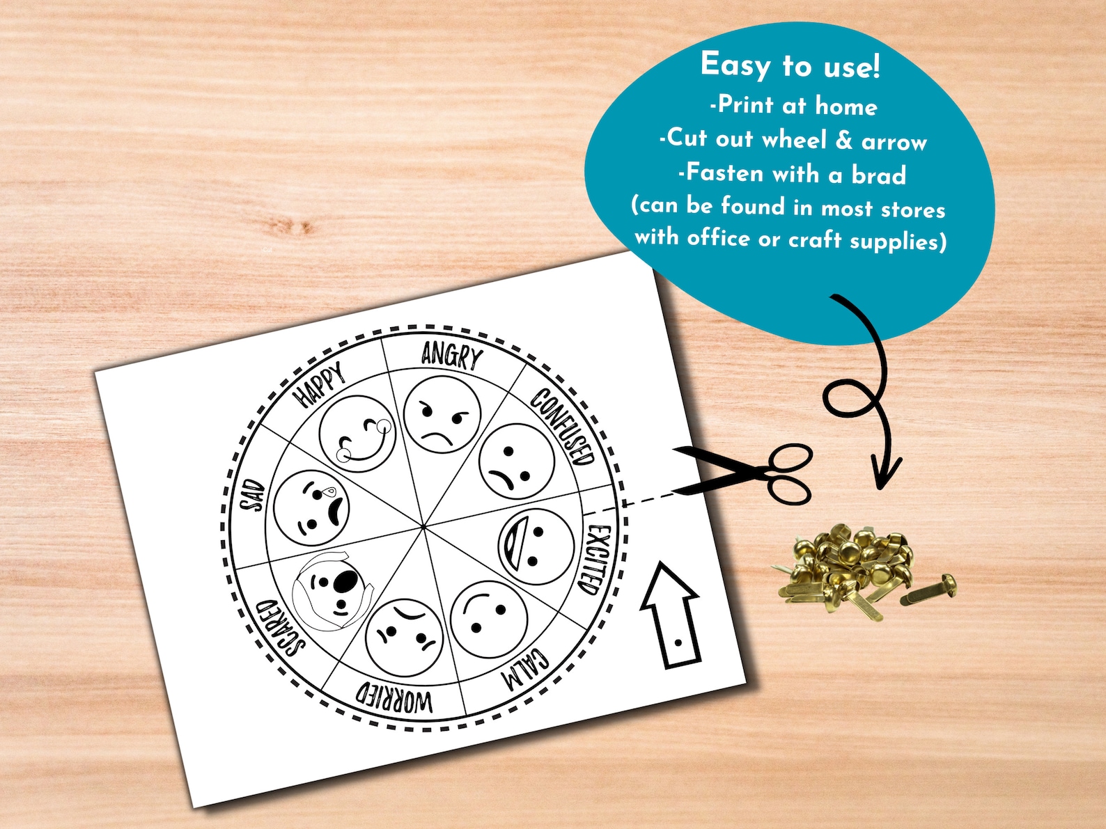 Feelings Wheel Coloring Craft for Kids | Wheel of Emotions Chart ...