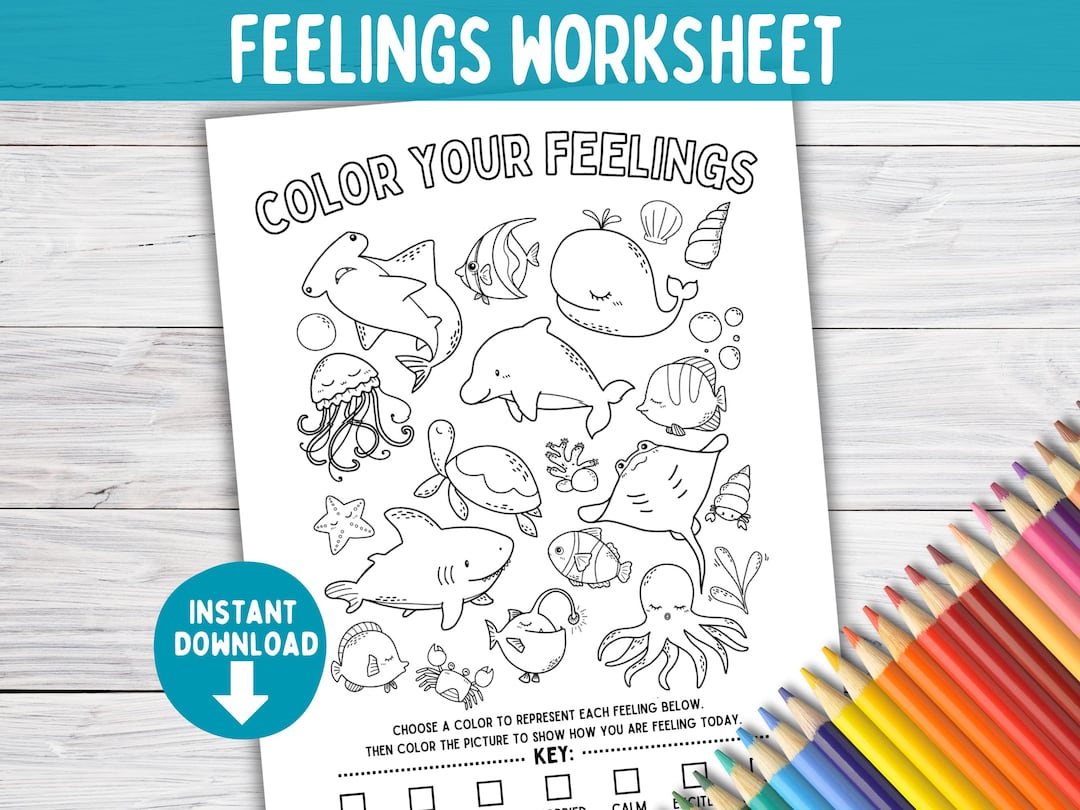 Feelings Emotions Coloring Page for Kids, Ocean Art Play Therapy ...