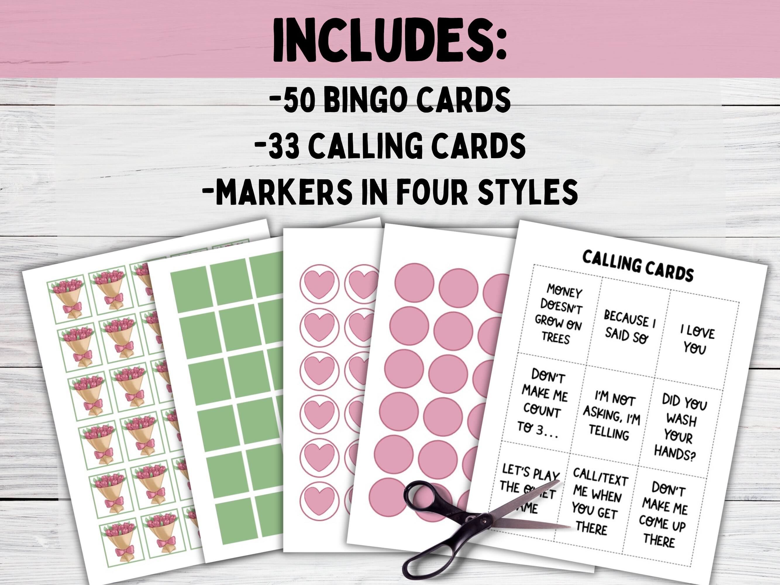 Mothers Day BINGO Card SET, 50 Cards & Markers, Printable Games for ...